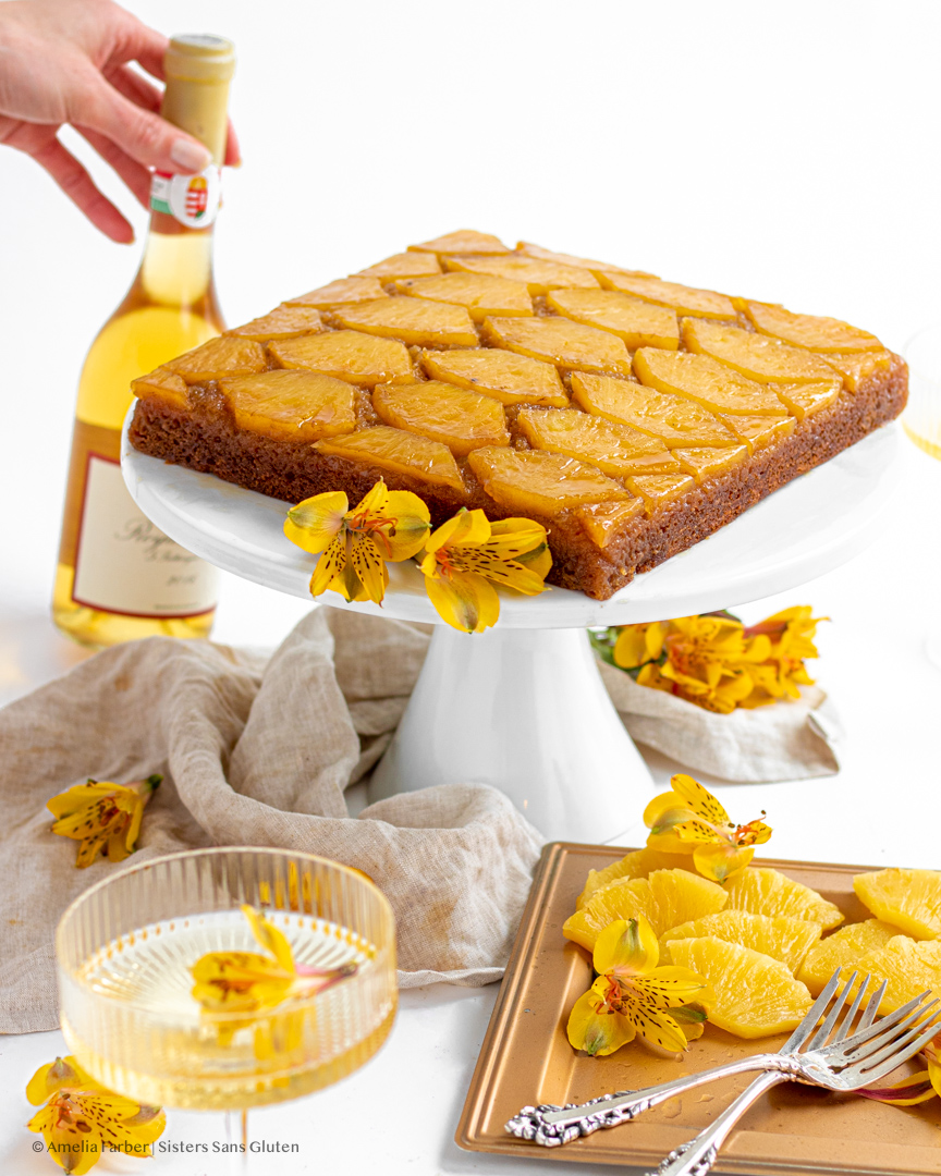 Gluten Free Poached Pineapple Upside Down Cake - Sisters Sans Gluten